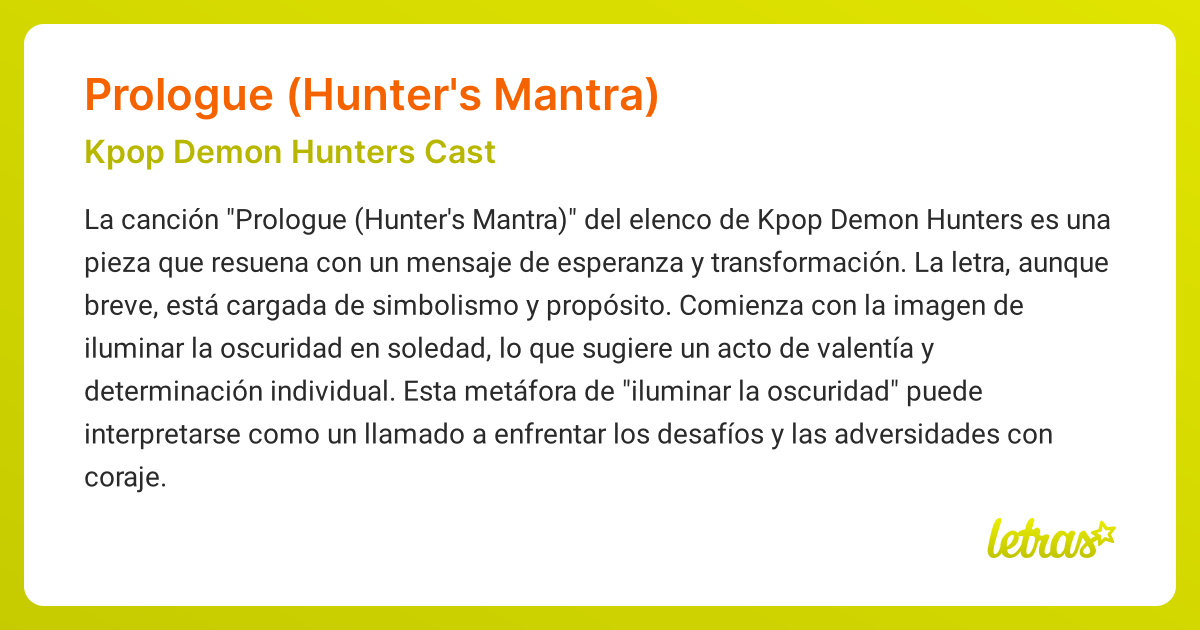 Significado de la canción PROLOGUE (HUNTER'S MANTRA) (Kpop Demon ...