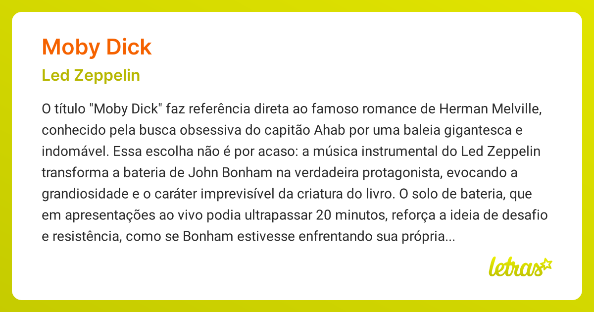 Significado da música MOBY DICK (Led Zeppelin) - LETRAS.MUS.BR