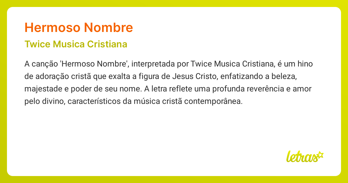 Significado da música HERMOSO NOMBRE (Twice Musica Cristiana) - LETRAS ...