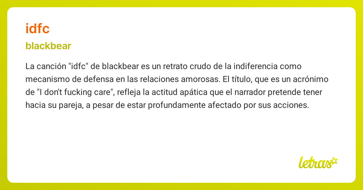 Significado de la canción IDFC (blackbear) - LETRAS.COM