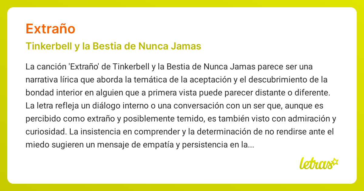 Significado de la canción EXTRAÑO (Tinkerbell y la Bestia de Nunca ...
