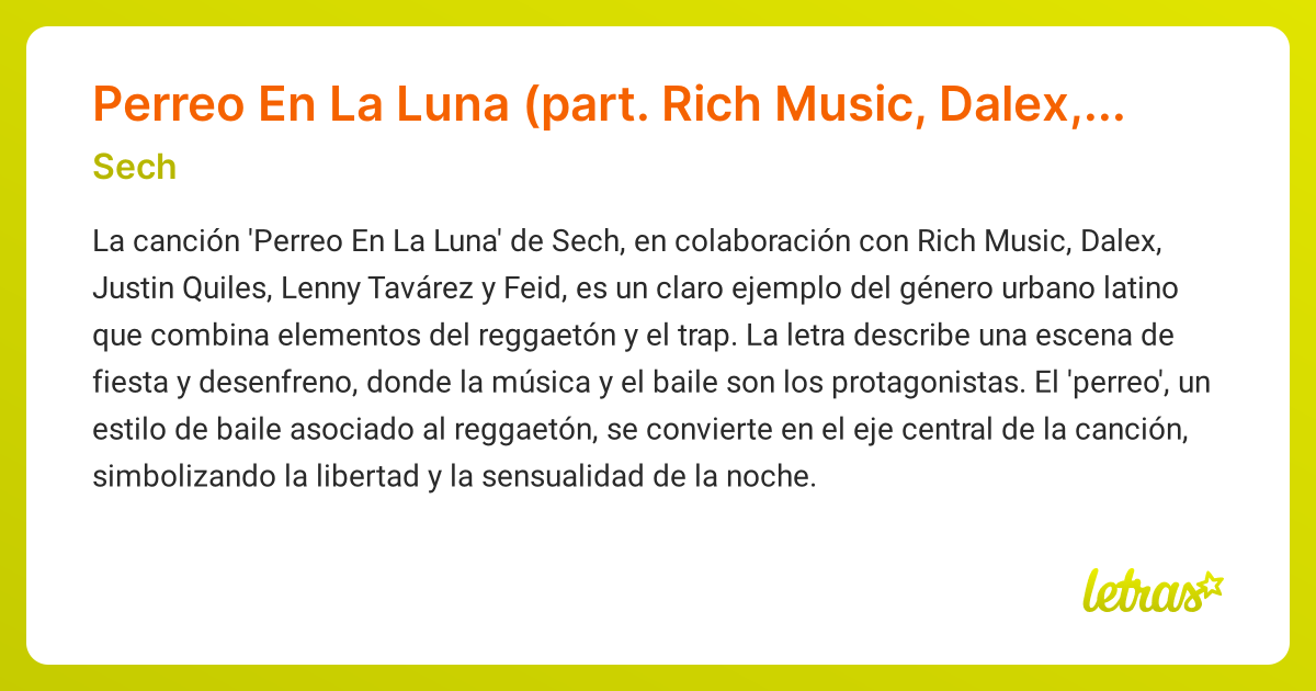 Significado de la canción Perreo En La Luna (part. Rich Music, Dalex ...