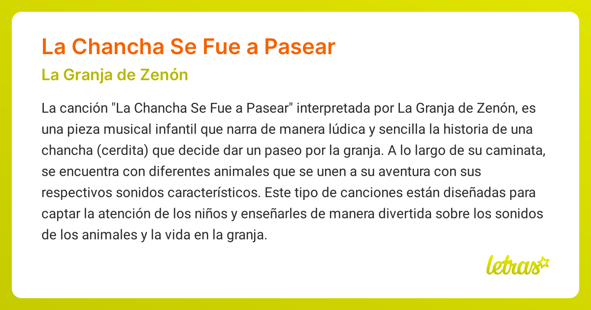 Significado de la canción LA CHANCHA SE FUE A PASEAR (La Granja de ...