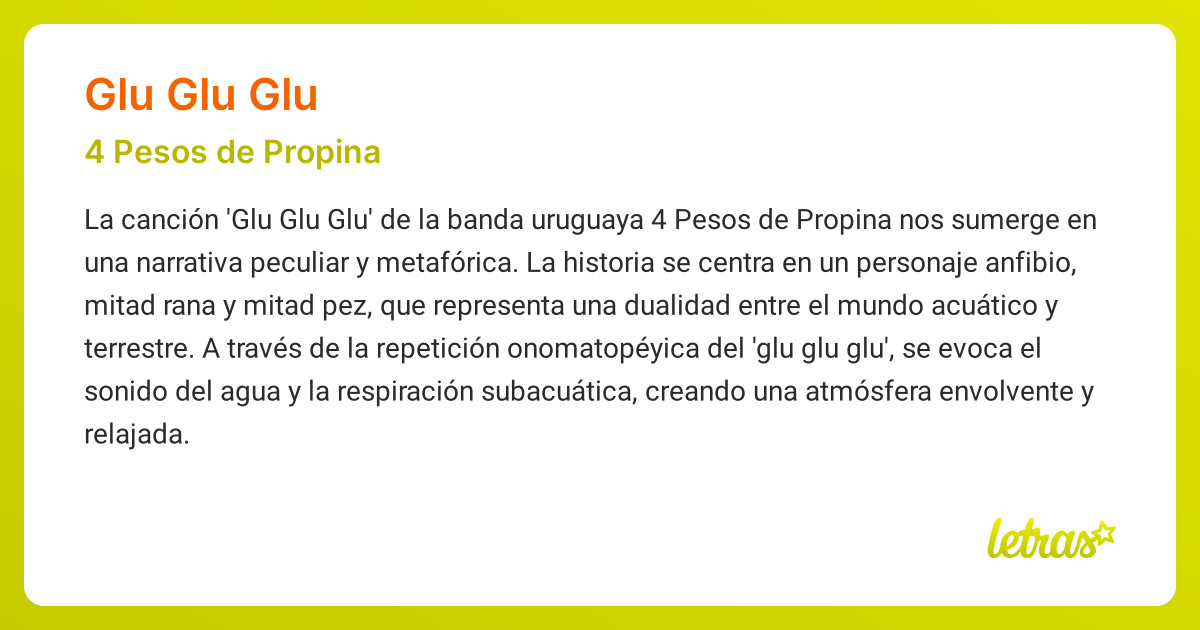 Significado de la canción GLU GLU GLU (4 Pesos de Propina) - LETRAS.COM
