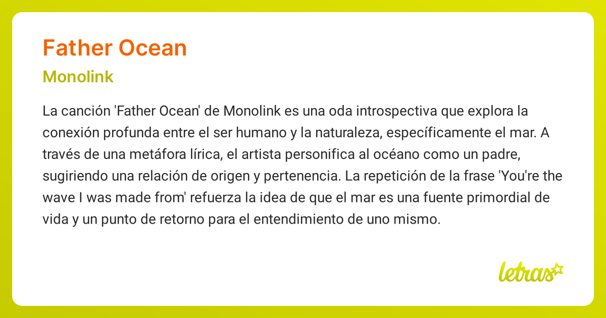 Significado de la canción FATHER OCEAN (Monolink) - LETRAS.COM