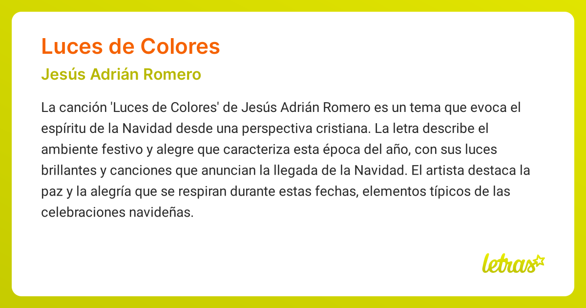 Significado de la canción LUCES DE COLORES (Jesús Adrián Romero ...