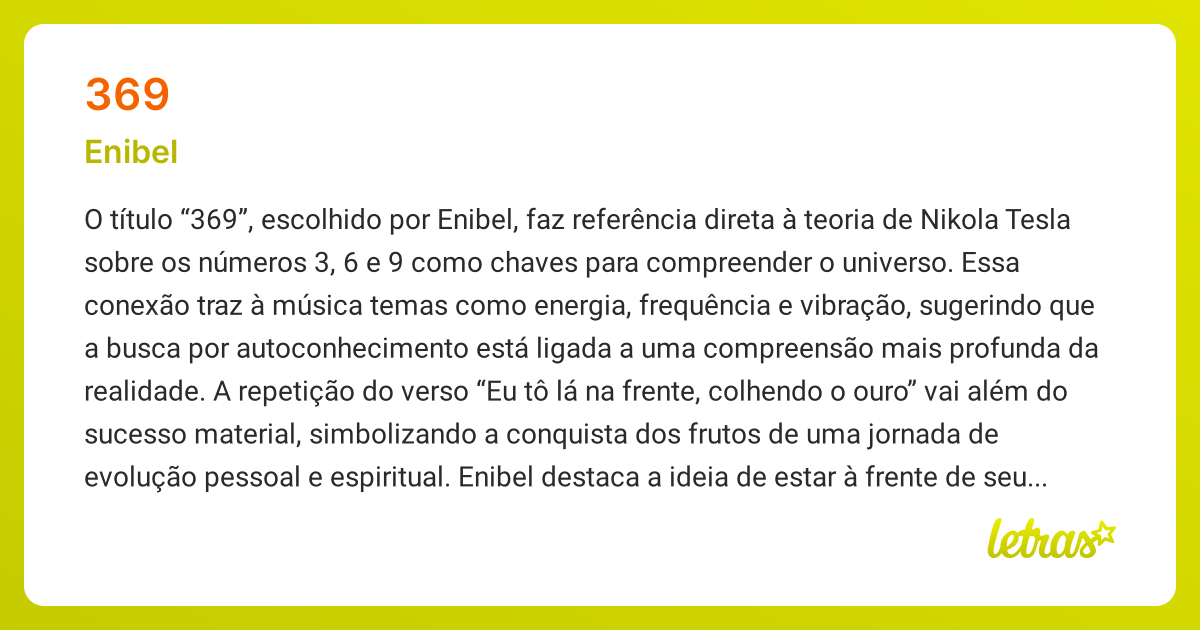 Significado da música 369 (Enibel) - LETRAS.MUS.BR