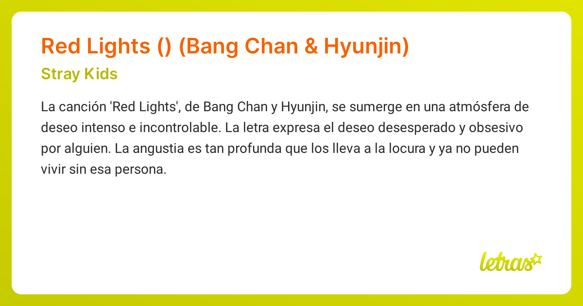 Significado de la canción Red Lights (강박) (Bang Chan & Hyunjin) (Stray ...