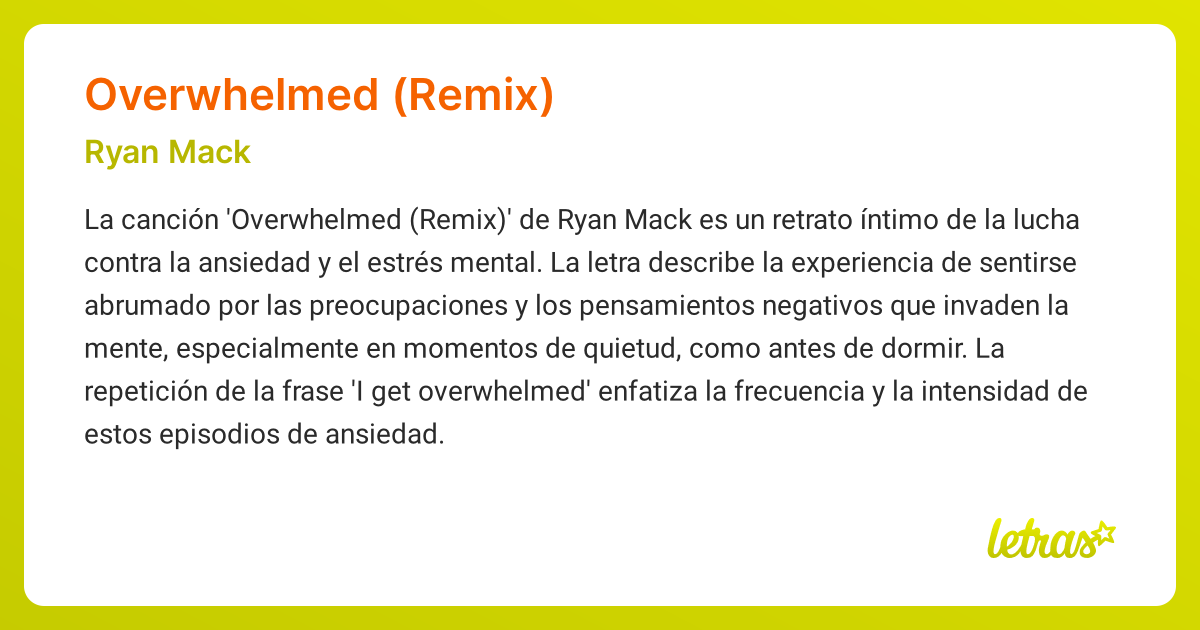 Significado de la canción OVERWHELMED (REMIX) (Ryan Mack) - LETRAS.COM