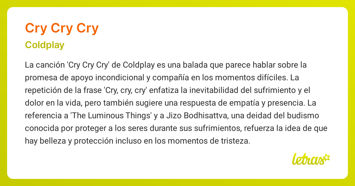Significado de la canción CRY CRY CRY (Coldplay) - LETRAS.COM