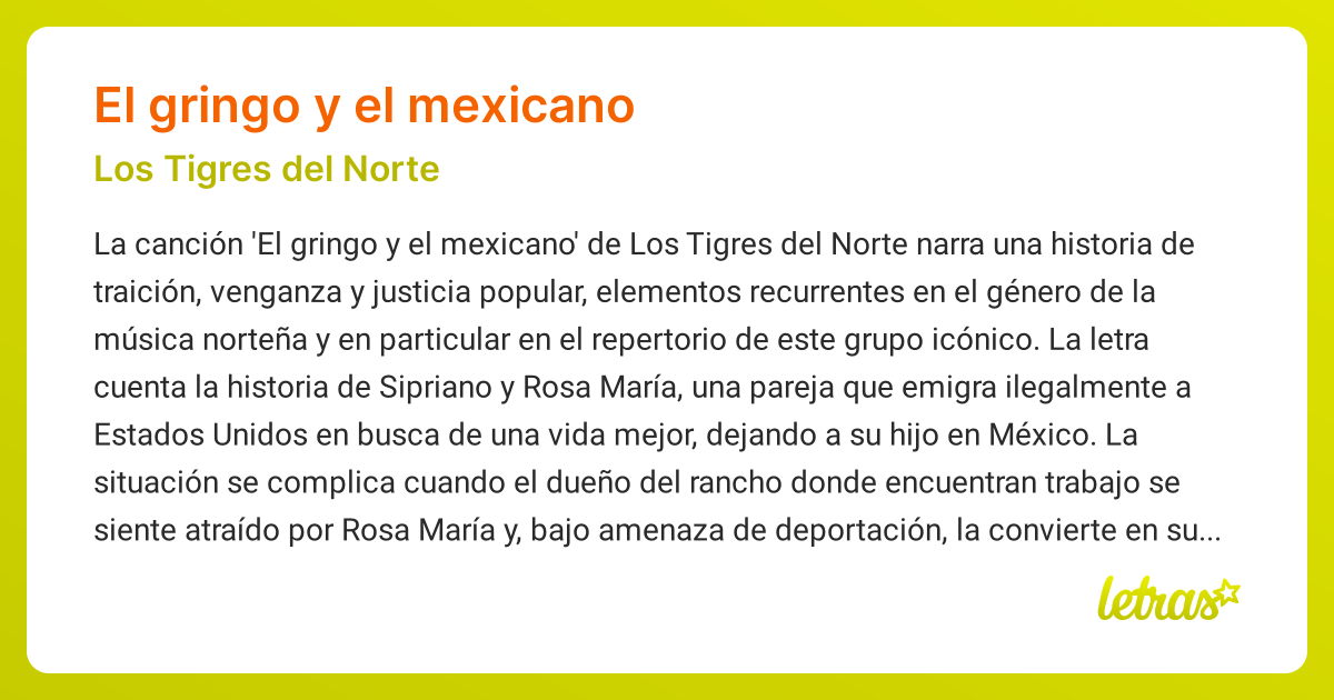 Significado de la canción EL GRINGO Y EL MEXICANO (Los Tigres del Norte ...