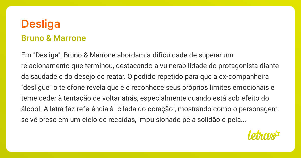 Significado da música DESLIGA (Bruno & Marrone) - LETRAS.MUS.BR