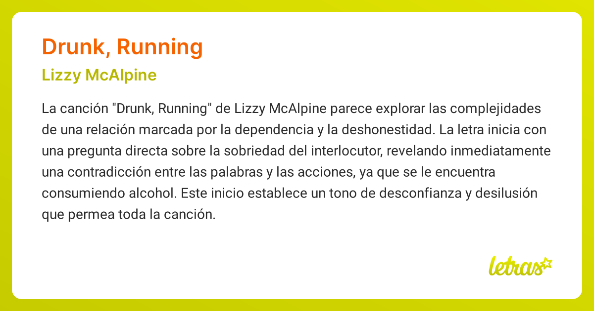 Significado de la canción DRUNK, RUNNING (Lizzy McAlpine) - LETRAS.COM