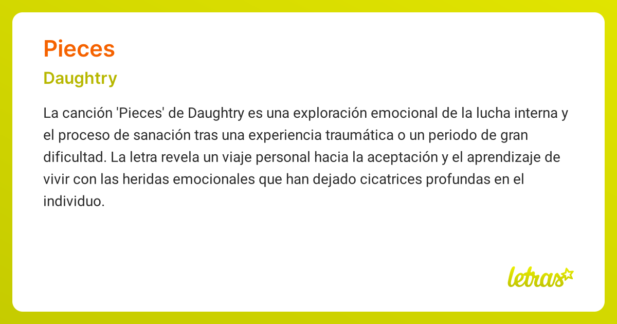 Significado de la canción PIECES (Daughtry) - LETRAS.COM
