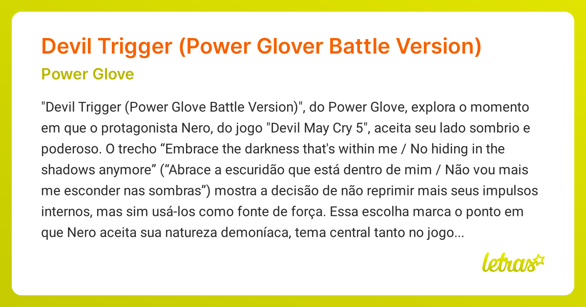 Significado da música Devil Trigger (Power Glover Battle Version ...