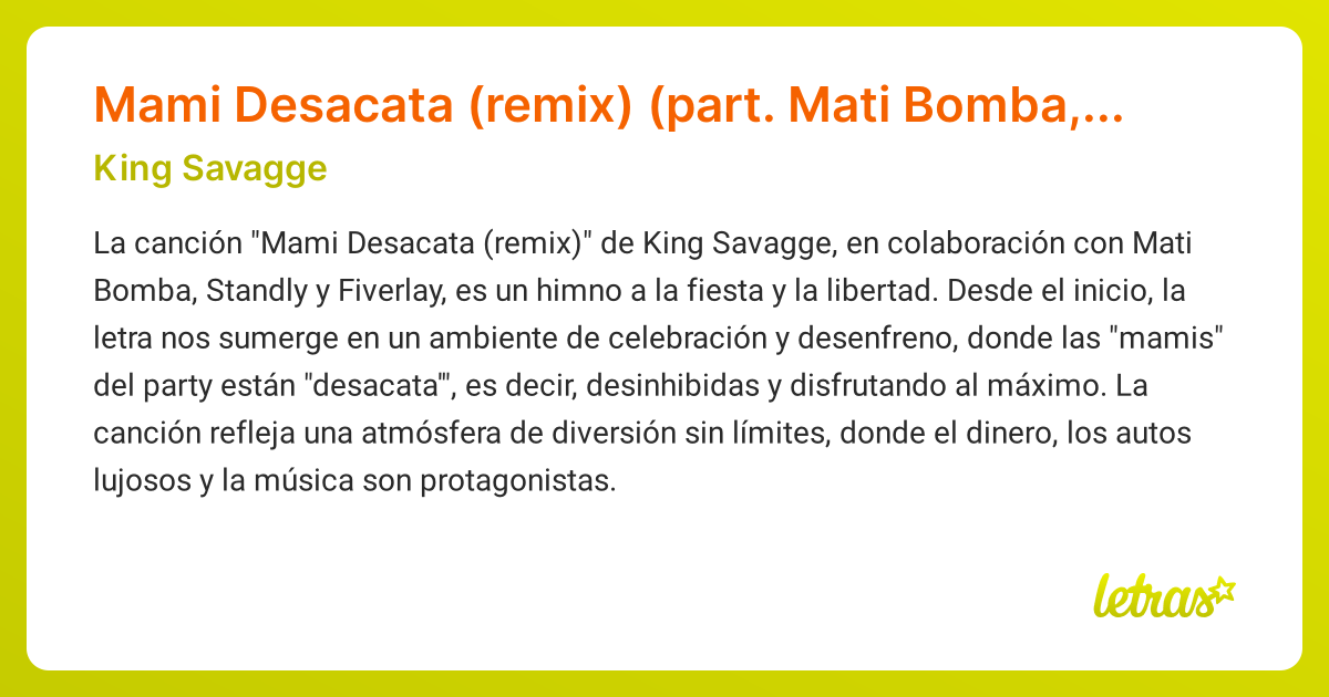 Significado de la canción Mami Desacata (remix) (part. Mati Bomba ...