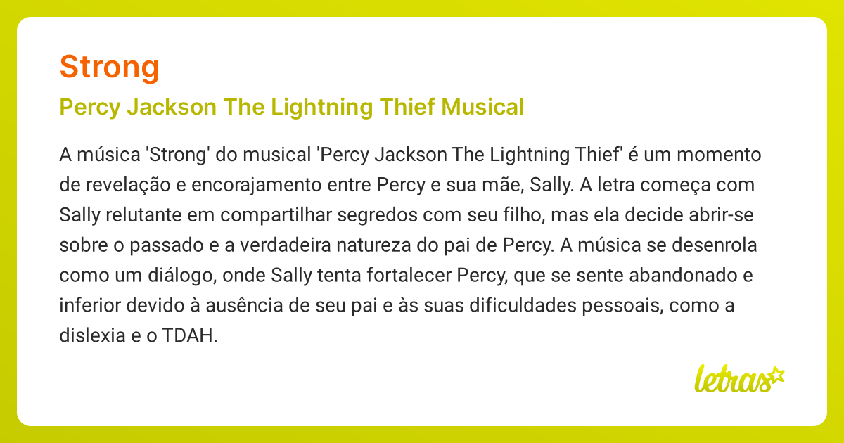 Significado da música STRONG (Percy Jackson The Lightning Thief Musical ...