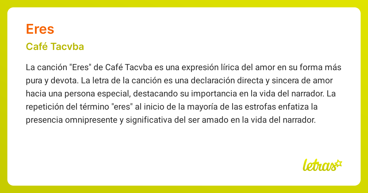 Significado de la canción ERES (Café Tacvba) - LETRAS.COM