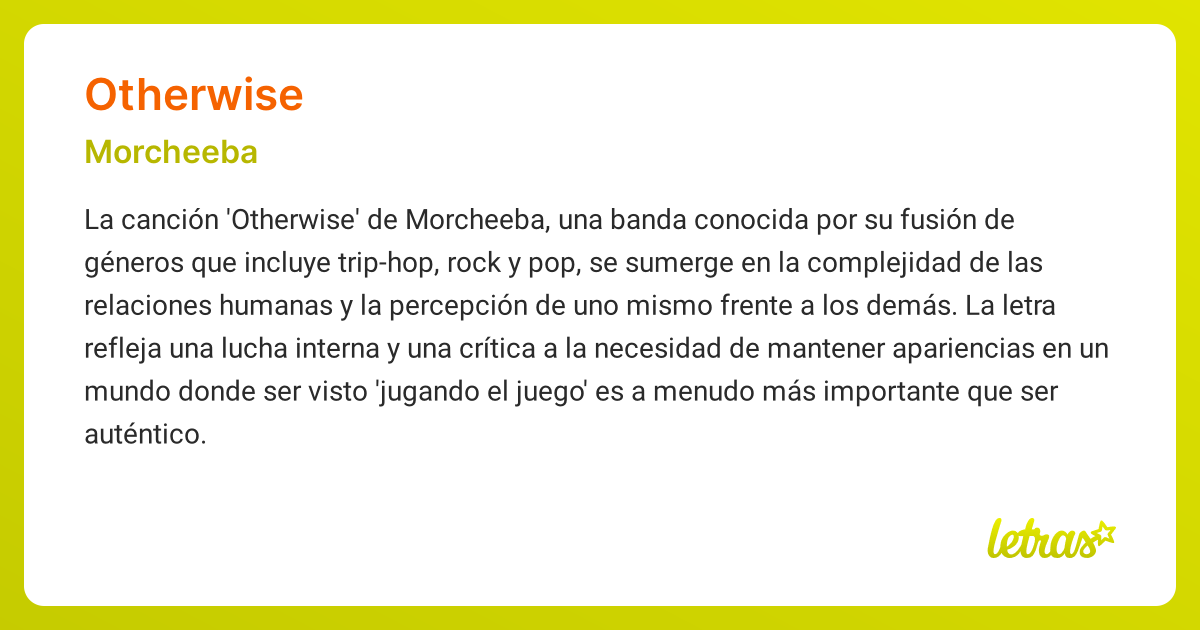 Significado de la canción OTHERWISE (Morcheeba) - LETRAS.COM