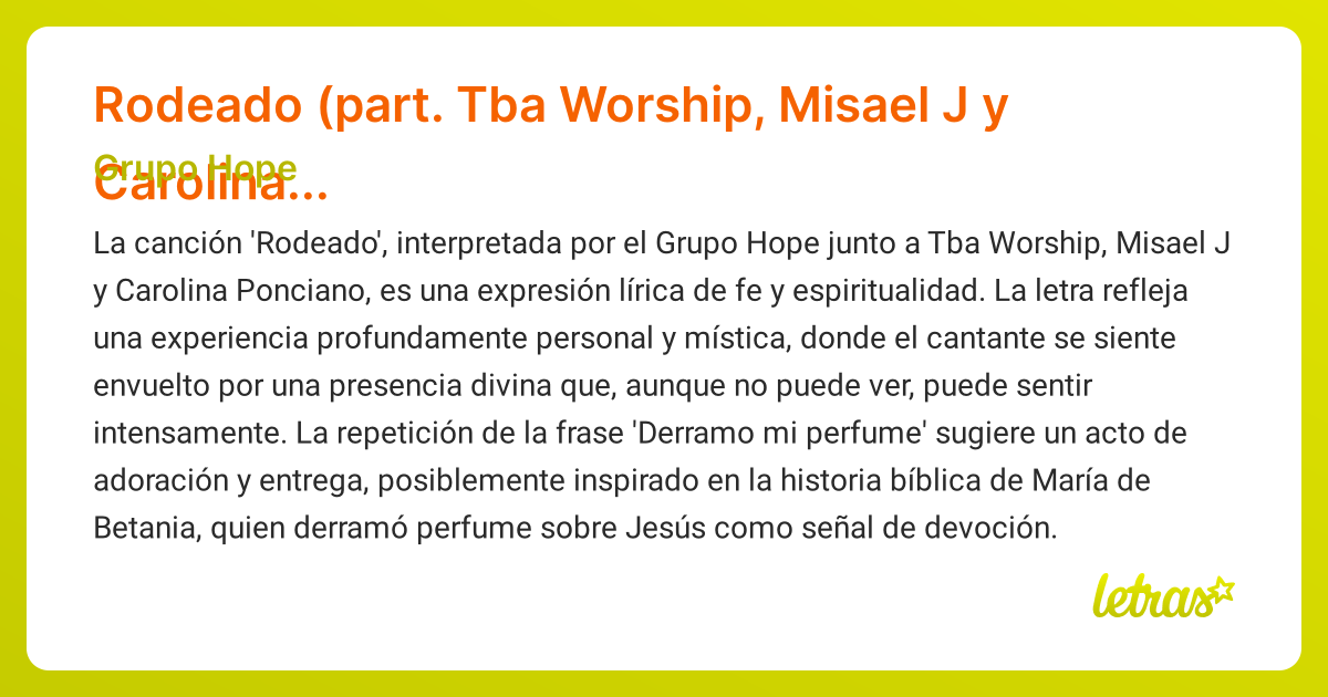 Significado de la canción Rodeado (part. Tba Worship, Misael J y ...