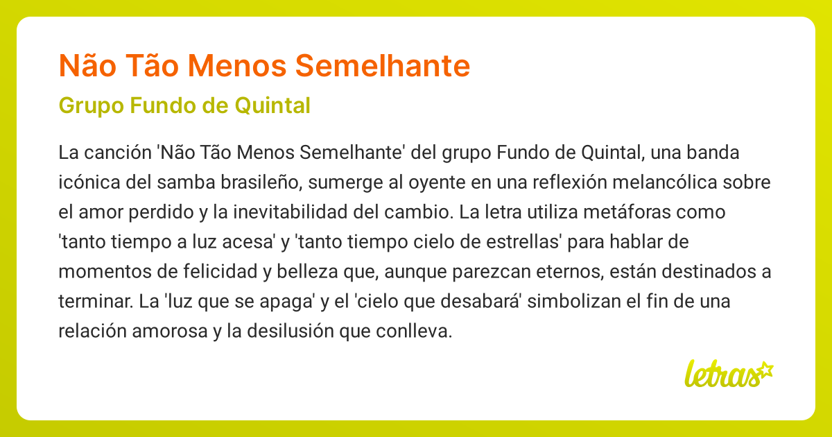 Significado de la canción NÃO TÃO MENOS SEMELHANTE (Grupo Fundo de ...