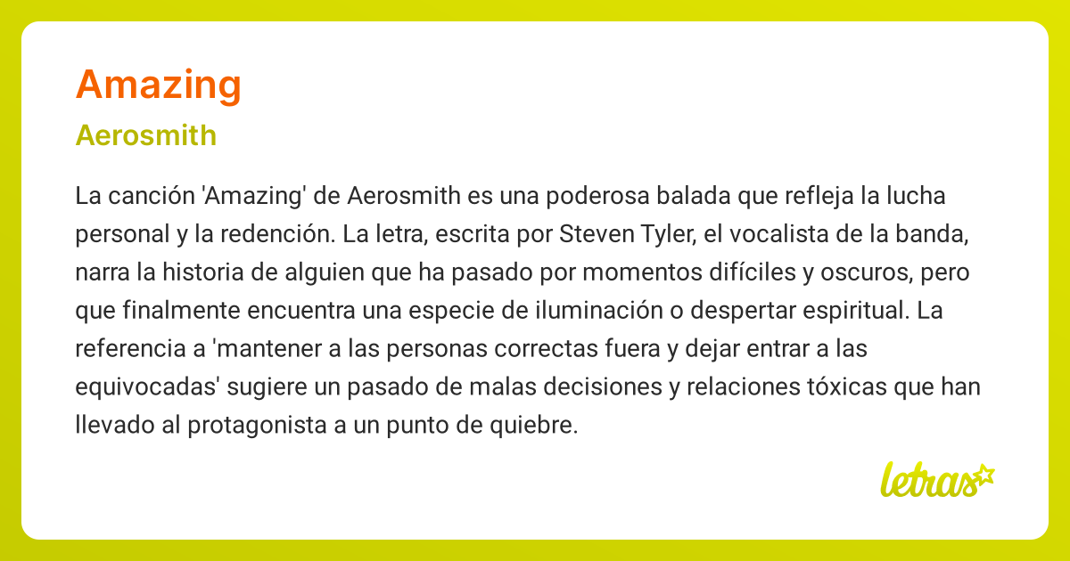 Significado de la canción AMAZING (Aerosmith) - LETRAS.COM