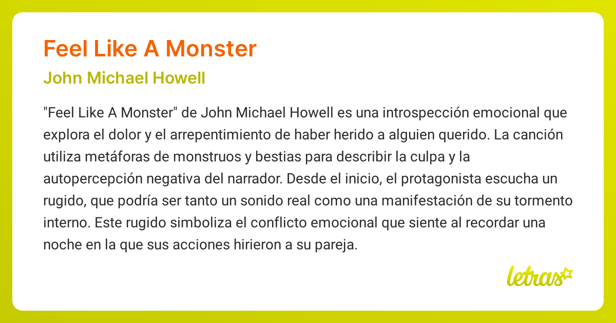 Significado de la canción FEEL LIKE A MONSTER (John Michael Howell ...