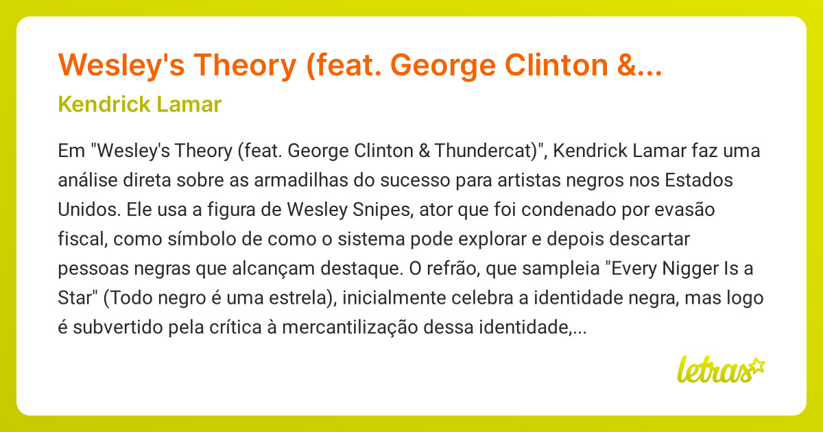 Significado da música Wesley's Theory (feat. George Clinton ...
