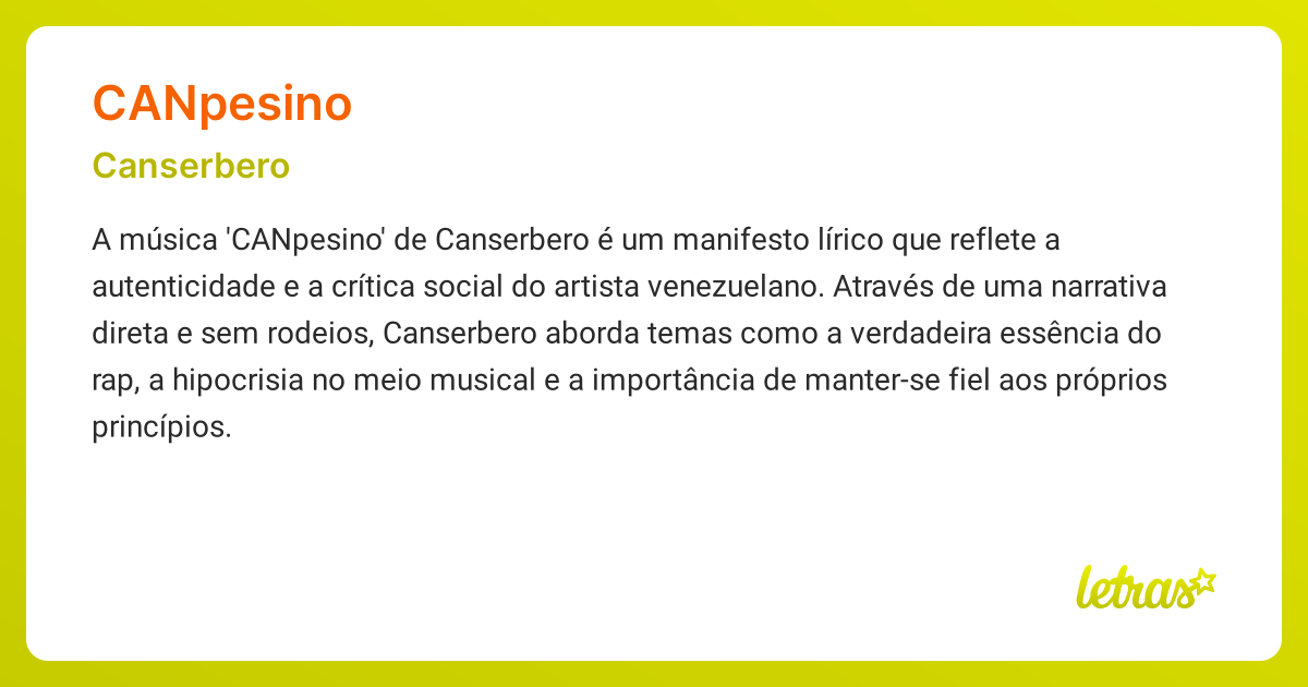 Significado da música CANPESINO (Canserbero) - LETRAS.MUS.BR