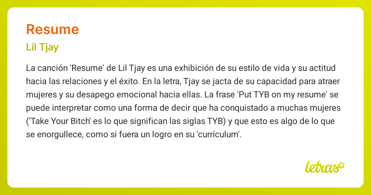 Significado de la canción RESUME (Lil Tjay) - LETRAS.COM