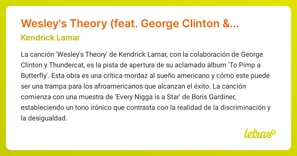 Significado De La Canción Wesleys Theory Feat George Clinton