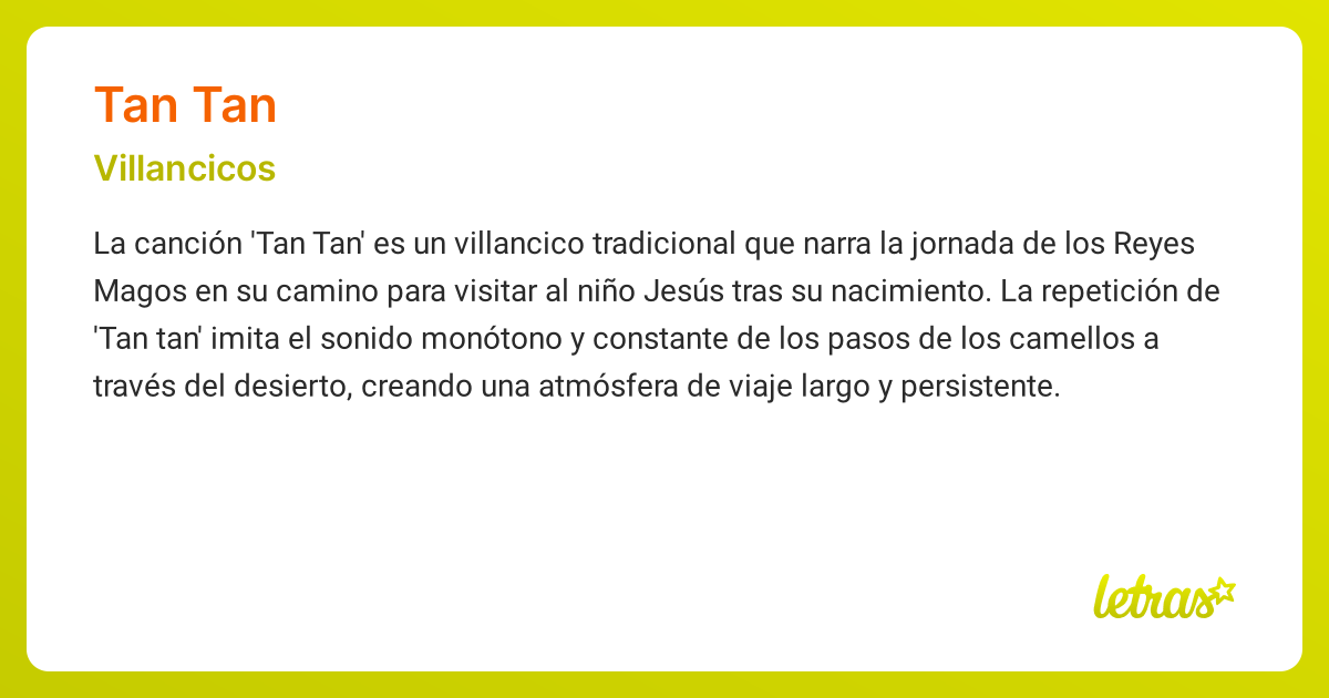 Significado de la canción TAN TAN (Villancicos) - LETRAS.COM
