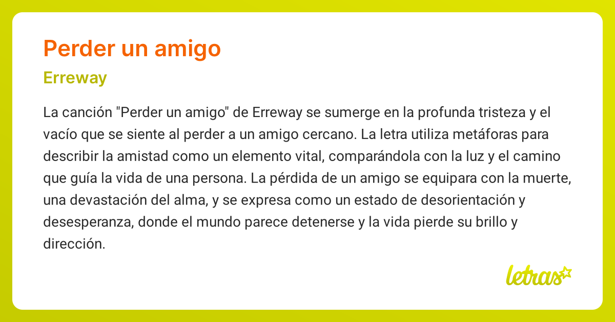 Significado de la canción PERDER UN AMIGO (Erreway) - LETRAS.COM