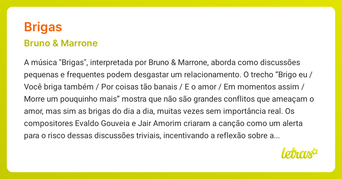 Significado da música BRIGAS (Bruno & Marrone) - LETRAS.MUS.BR