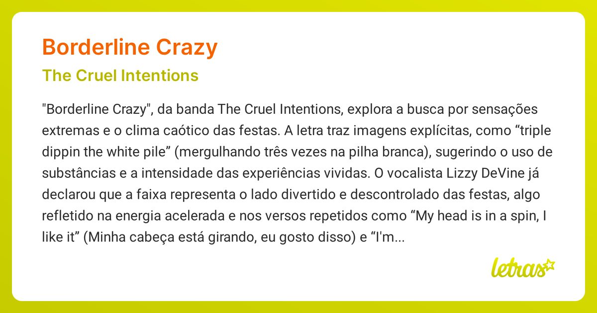 Significado da música BORDERLINE CRAZY (The Cruel Intentions) - LETRAS ...