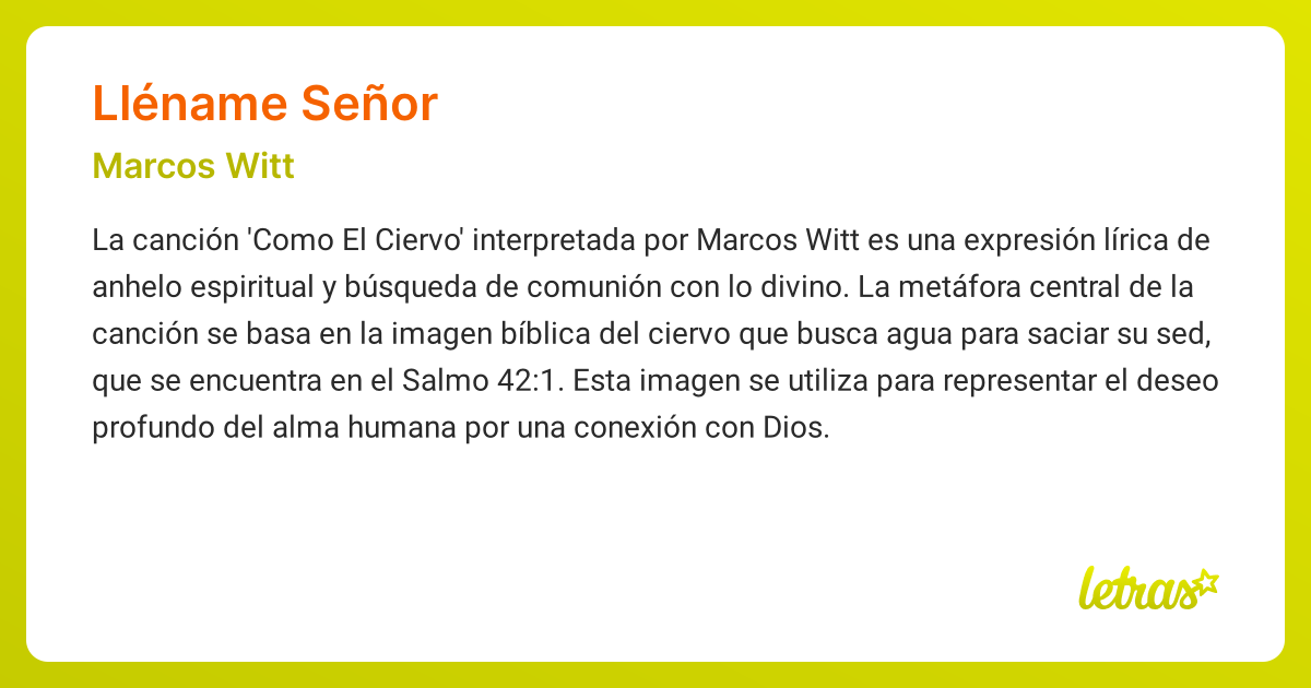 Significado de la canción LLÉNAME SEÑOR (Marcos Witt) - LETRAS.COM