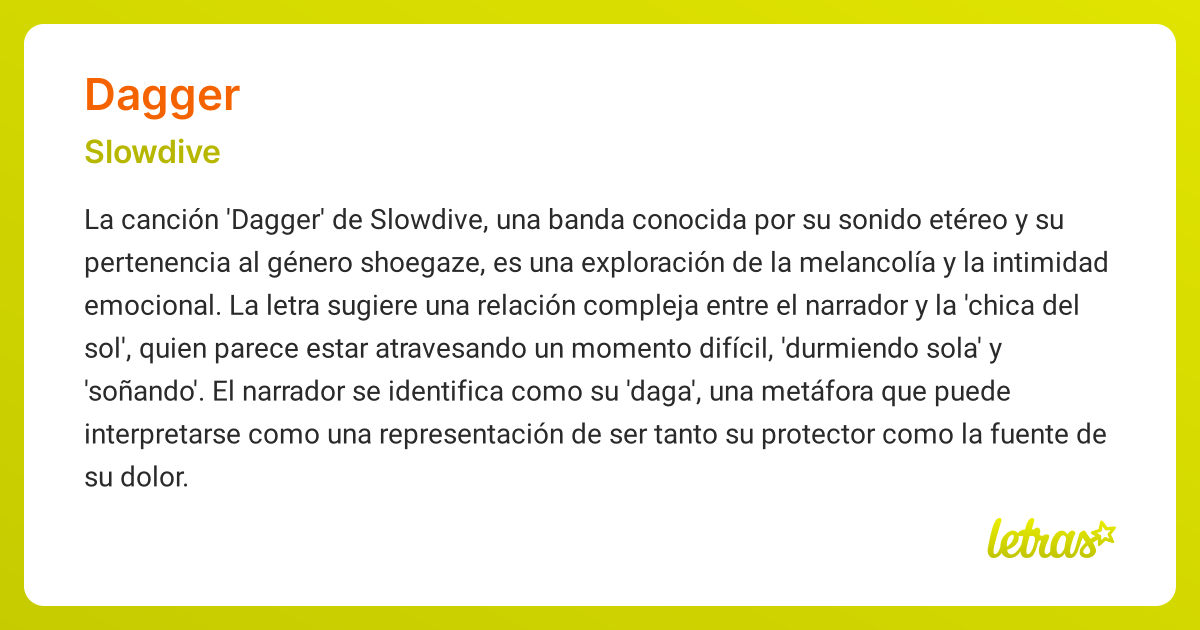 Significado de la canción DAGGER (Slowdive) - LETRAS.COM