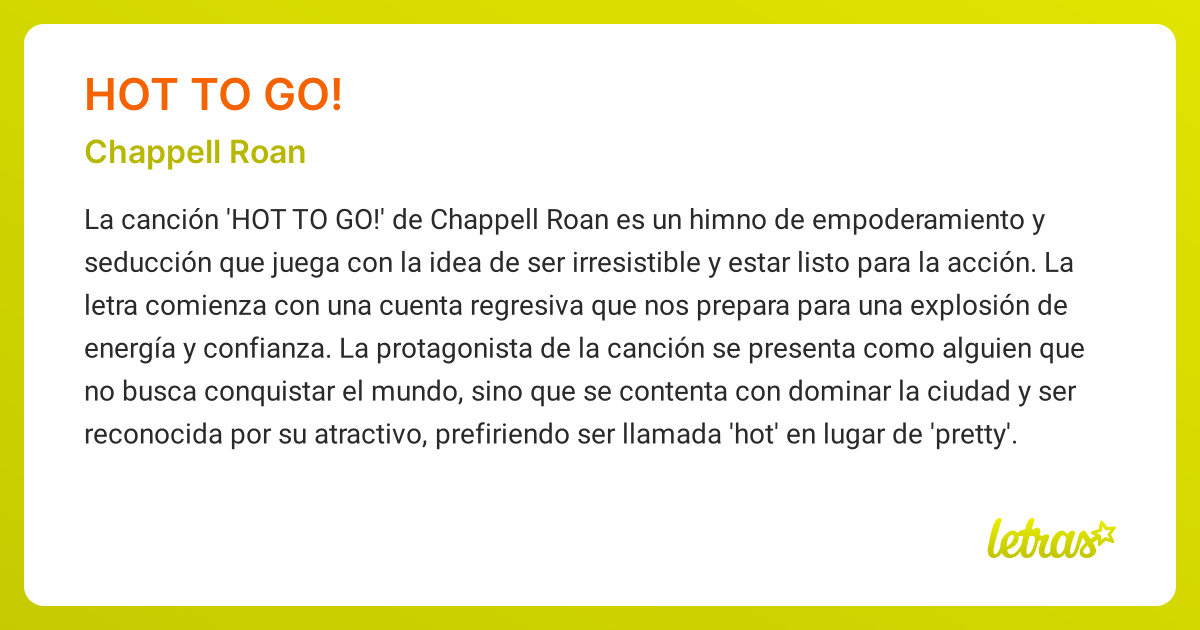 Significado de la canción HOT TO GO! (Chappell Roan) - LETRAS.COM