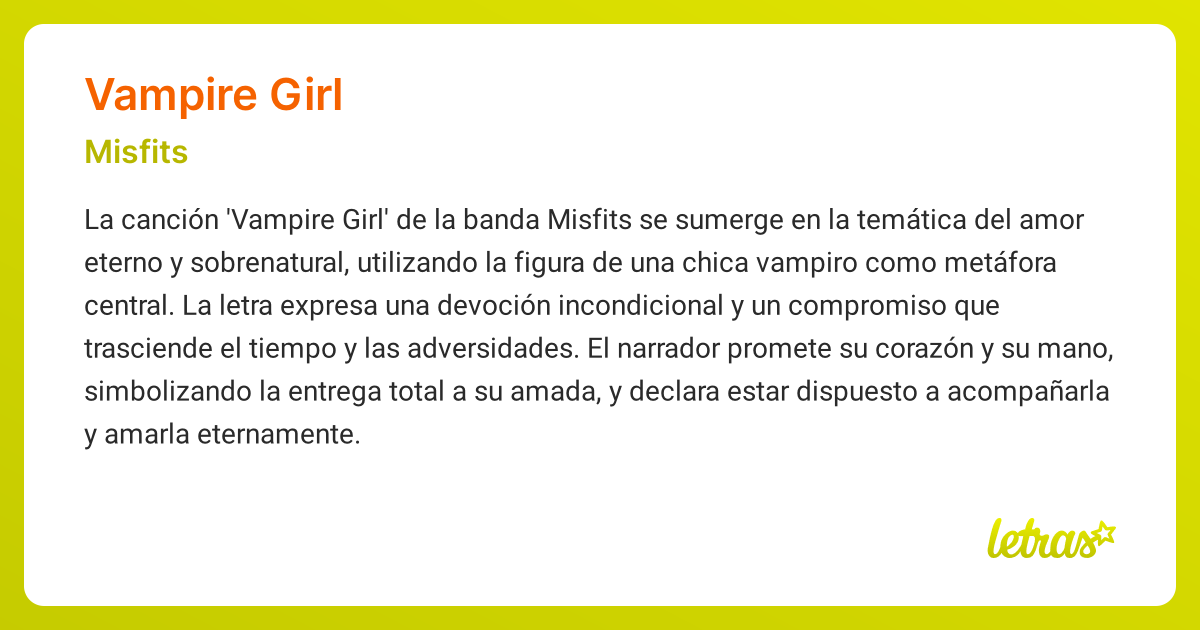 Significado de la canción VAMPIRE GIRL (Misfits) - LETRAS.COM