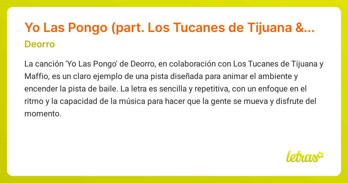 Significado de la canción Yo Las Pongo (part. Los Tucanes de Tijuana ...