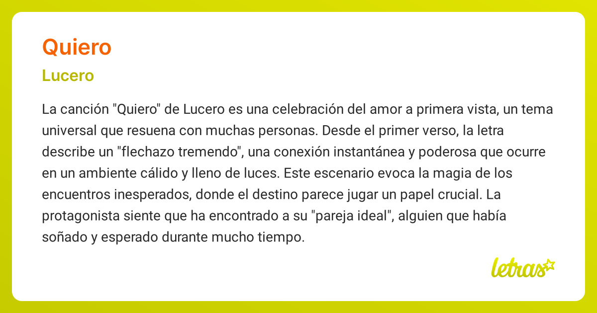 Significado de la canción QUIERO (Lucero) - LETRAS.COM