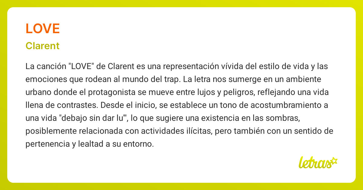 Significado de la canción LOVE (Clarent) - LETRAS.COM