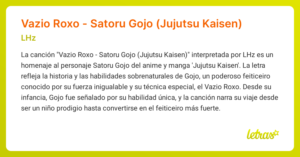 Significado de la canción Vazio Roxo - Satoru Gojo (Jujutsu Kaisen ...