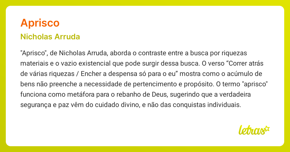 Significado da música APRISCO (Nicholas Arruda) - LETRAS.MUS.BR