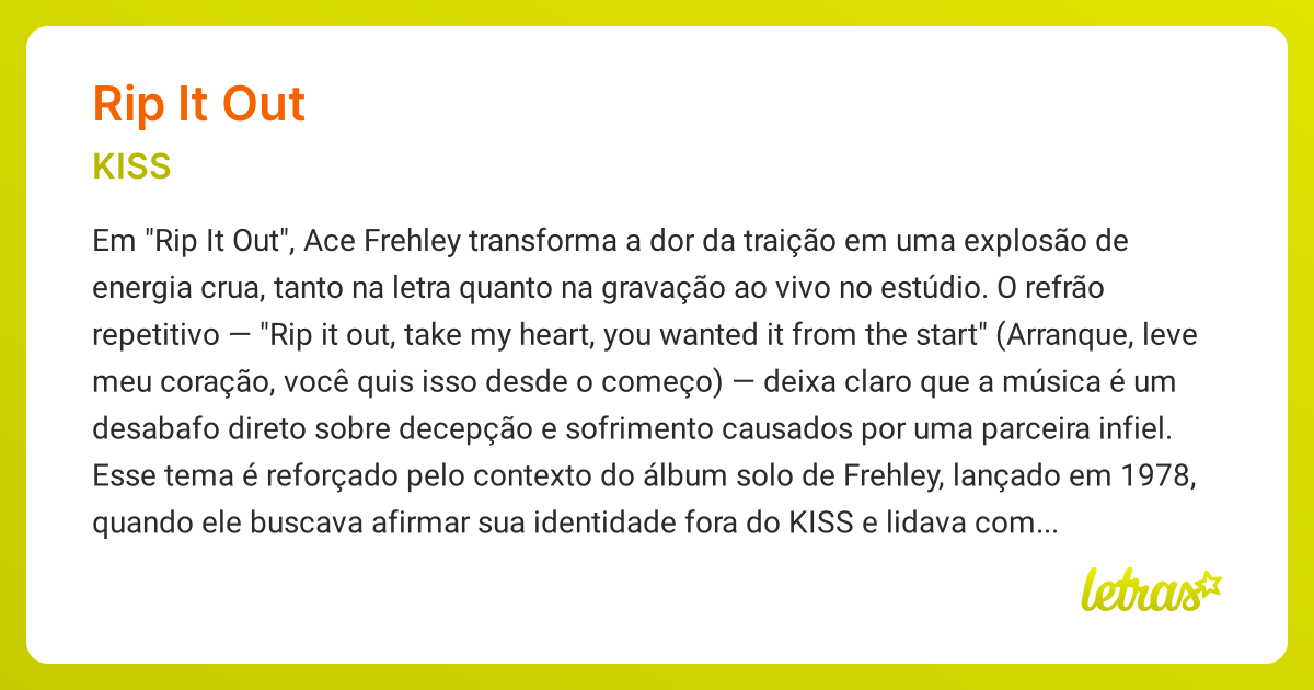 Significado da música RIP IT OUT (KISS) - LETRAS.MUS.BR