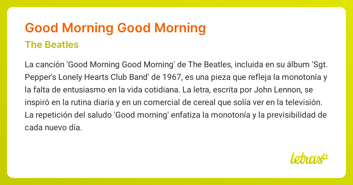 Significado de la canción GOOD MORNING GOOD MORNING (The Beatles ...
