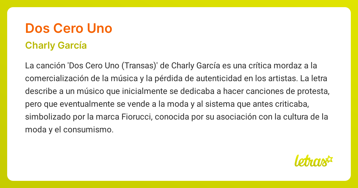 Significado de la canción DOS CERO UNO (Charly García) - LETRAS.COM