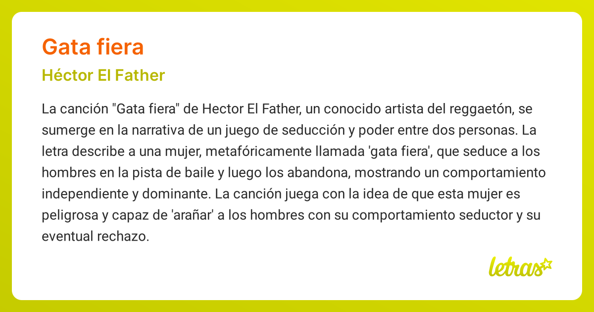 Significado de la canción GATA FIERA (Héctor El Father) - LETRAS.COM