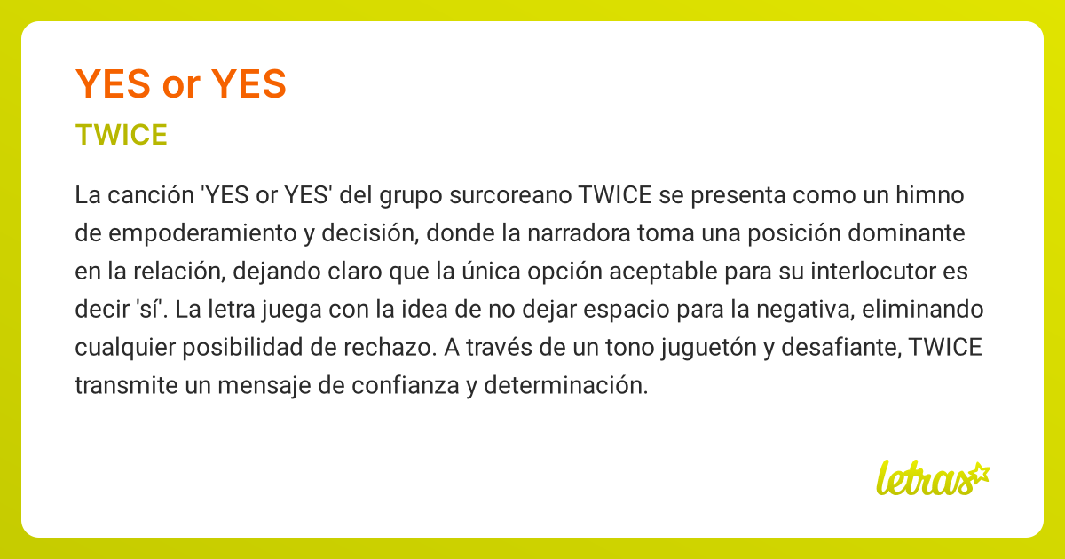Significado de la canción YES OR YES (TWICE) - LETRAS.COM