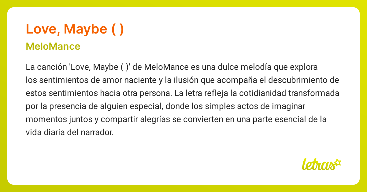 Significado de la canción LOVE, MAYBE (사랑인가 봐) (MeloMance) - LETRAS.COM